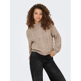 Stehkragenpullover Only "ONLIDA LIFE LS HIGH NECK KNT", Damen, Gr. L, chestnut detail:melange, Strick, Obermaterial: 82% Polyester, 14% Polyacryl, 4% Wolle, meliert, regular fit, Rippstrickbündchen, Pullover