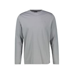 Longsweatshirt Lerros "Lerros Basic-Longsleeve", Herren, Gr. L, silber (platinum grau), 100% Baumwolle, Sweatshirts