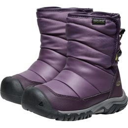 Winterboots Keen "PUFFRIDER WP", Damen, Gr. 29, grün (schwarz plum, daiquiri grün), Synthetik, Textil, Schuhe, Winterschuhe, Winterstiefel, Snowboots, wasserdicht