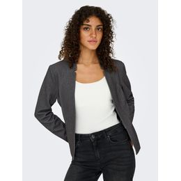 Kurzblazer Only "ONLADDY L/S HARRINGBONE BLAZER CC TLR", Damen, Gr. 34, grau (dunkelgrau melange), Web, Obermaterial: 45% Polyamid, 36% Polyester, 15% Viskose, 4% Elasthan, meliert, unifarben, Modisch, regular fit taillenbedeckt, V-Ausschnitt, Blazer
