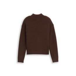 Strickpullover Tom Tailor, Mädchen, Gr. 152, soft chocolate braun, Strick, Obermaterial: 52% Viskose, 27% Polyester, 21% Polyamid, Strukturmuster, regular fit normal, ohne Ausschnitt, Rippbündchen, Pullover, mit Rippbündchen