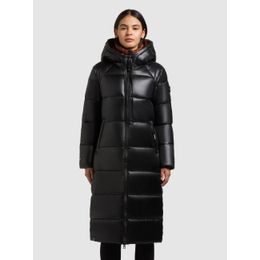 Steppmantel Khujo "NASHI", Damen, Gr. M (38), schwarz, Steppware, Obermaterial: 100% Nylon. Futter: 100% Nylon. Wattierung: 100% Polyester, leicht glänzend, unifarben, knielang, elastischer Bund, Mäntel