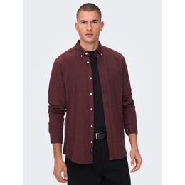 Only & Sons Langarmhemd ONLY & SONS "ONSNIKOLA LS MELANGE SHIRT OTL", Herren, Gr. M, N-Gr, burnt henna detail:melange, Web, Obermaterial: 100% Baumwolle, meliert, slim fit, Hemden
