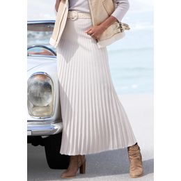 Strickrock Lascana, Damen, Gr. 34, beige melange, Strick, Obermaterial: 100% Polyacryl, unifarben, figurumspielend knöchellang, Röcke, mit Plisseefalten, Winterrock, Maxirock
