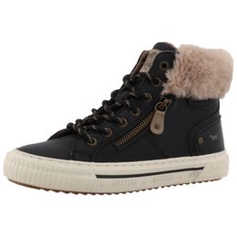 Winterboots Mustang Shoes "Kalua", Damen, Gr. 36, schwarz, Lederimitat, Textil, Schuhe, Plateausneaker, Winterboots mit Reißverschluss