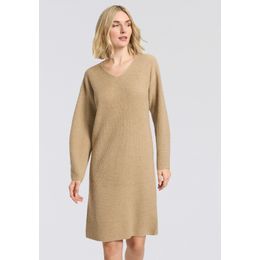 Strickkleid BOSS Orange "Fusil Premium Damenmode", Damen, Gr. L (40), N-Gr, rust, copper 222, Web, Obermaterial: 35% Alpaka, 35% Wolle, 30% Polyamid, unifarben, knieumspielend, V-Ausschnitt, gerader Abschluss, Kleider, mit V-Ausschnitt & Ajourdetails
