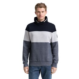 Sweatshirt Tom Tailor, Herren, Gr. L, navy grindle structure, Sweatware, Obermaterial: 60% Baumwolle, 40% Polyester, colorblocking, regular fit normal, ohne Ausschnitt, Rippbündchen, Sweatshirts, mit Logo Stickerei