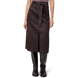 Midirock Zero "Damen Midirock mit Bindegürtel", Damen, Gr. 34, chocolate plum, Stoff, Obermaterial: 95% Polyester (Recycled), 5% Elastan. Ärmelfutter: ohne Futter., aufgeraut, figurbetont lang, Röcke, Gürtel