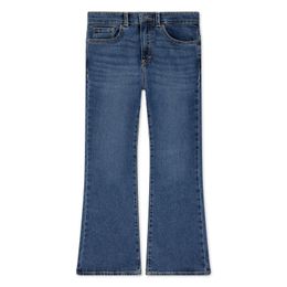 Bootcut-Jeans LEVI'S KIDS "LVG BAGGY FLARE", Mädchen, Gr. 10 (140), N-Gr, no filter, Denim/Jeans, Obermaterial: 69% Baumwolle, 26% Polyester, 4% Viskose, 1% Elasthan, lang, Jeans, Flared, Destroyed-Effekte for Girls