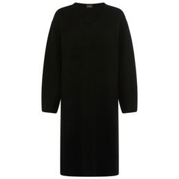 Strickkleid BOSS Orange "Fusil Premium Damenmode", Damen, Gr. L (40), N-Gr, schwarz 001, Web, Obermaterial: 35% Alpaka, 35% Wolle, 30% Polyamid, unifarben, knieumspielend, V-Ausschnitt, gerader Abschluss, Kleider, mit V-Ausschnitt & Ajourdetails