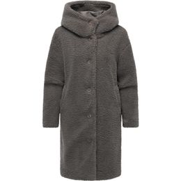 Langmantel Ragwear "Joonie YOUMODO", Damen, Gr. L (40), beige (stone), Obermaterial: 100% Polyester, Innenfutter: 100% Polyester, gerade knieumspielend, hoch geschlossener Ausschnitt, Ärmel ohne Ärmelschlitz normaler Saum, Mäntel, Langer Winter Plüschmantel mit Kapuze