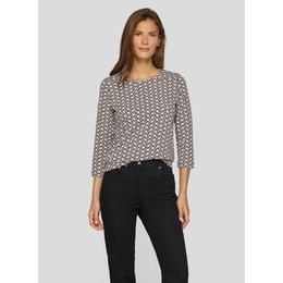 3/4-Arm-Shirt Rabe, Damen, Gr. 40, macchiato, Web, Obermaterial: 92% Baumwolle, 8% Elasthan, bedruckt, gemustert, tailliert hüftbedeckend, Rundhals, Shirts, mit Minimal Print
