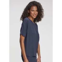 T-Shirt s.Oliver, Damen, Gr. 32/34, dunkelblau, meliert, Rippware, Obermaterial: 92% Viskose (LENZING™), 8% Elasthan, meliert, lässig geschnitten, Rundhals, Shirts, Aus weicher Rippqualität