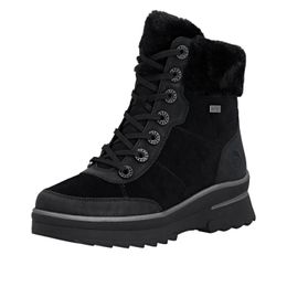 Winterstiefelette Remonte "FIBER GRIP", Damen, Gr. 39, schwarz, Leder, Textil, Veloursleder, Schuhe, Winterboots, Outdoorboots mit wasserabweisender TEX-Membran