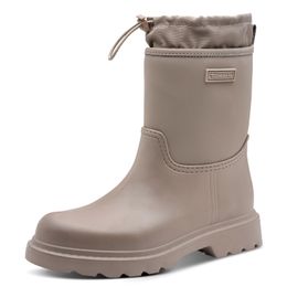 Tamaris Damen Gummistiefel, Gr. 41taupe, Synthetik, Textil, unifarben, Schuhe, Blockabsatz, Boots mit Textileinsatz am Schaftrand