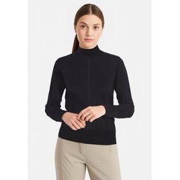 Rollkragenpullover BOSS Orange "Faghettini Premium Damenmode", Damen, Gr. L (40), dunkelblau 408, Feinstrick, Obermaterial: 50% Baumwolle, 50% Schurwolle, unifarben, regular fit normal, hoch geschlossener Ausschnitt, Rippbündchen, Pullover, aus softer Wollmischung