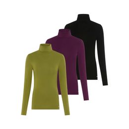Longsleeve Laura Scott, Damen, Gr. 32/34, schwarz, brdx, grün, Jersey, Obermaterial: 95% Viskose, 5% Elasthan, clean, unifarben, Basic, Basic schmal hüftbedeckend, Shirts, das perfekte Basic mit Rollkragen - NEUE KOLLEKTION