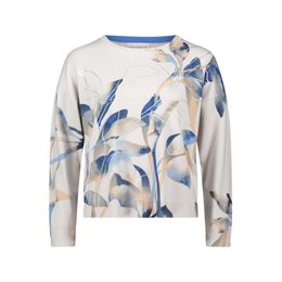 Strickpullover Betty Barclay "Damen Strickpullover mit Print", Damen, Gr. 42, blau (grau, blau), Strick, Obermaterial: 55% Viskose, 30% Polyester, 15% Polyamid., lässig geschnitten normal, Rundhals, Pullover