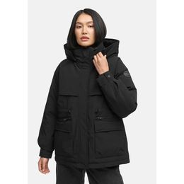 Winterjacke Marikoo "Shigaraa", Damen, Gr. L, schwarz, Obermaterial: 100% Polyester; Futter: 100% Polyester; Wattierung: 100% Polyester; Ärmelfutter: 100% Polyester, Jacken, mit abnehmbarer Kapuze und Gummizug an der Taille