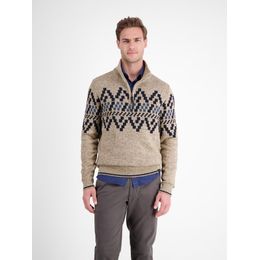 Norwegerpullover Lerros "Lerros Herren-Troyer mit Norwegermuster", Herren, Gr. L, tender beige melange, 67% Baumwolle, 33% Polyacryl, ohne Ausschnitt, Pullover