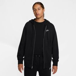 Kapuzensweatshirt Nike Sportswear "M NK CLUB FT FZ HOODIE", Herren, Gr. L, schwarz, schwarz, weiß, Obermaterial: 80% Baumwolle, 20% Polyester, normal, Rundhals, Sweatshirts