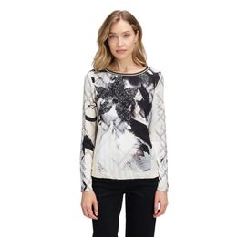Kurzarmshirt Betty Barclay "Damen Printshirt mit Gummizug", Damen, Gr. 36, schwarz, beige, Jersey, Obermaterial: 95% Viskose, 5% Elasthan., figurumspielend normal, U-Boot-Ausschnitt, Shirts