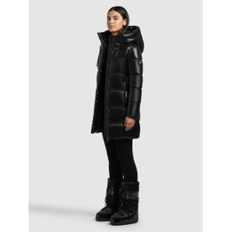 Steppjacke Khujo "JANOU", Damen, Gr. L, schwarz, 100% Nylon, unifarben, eingesetzt elastischer Bund mit Windstopper, Jacken