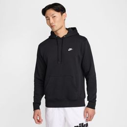Kapuzensweatshirt Nike Sportswear "MEN'S PULLOVER FLEECE HOODIE", Herren, Gr. L, schwarz, schwarz, weiß, Obermaterial: 80% Baumwolle, 20% Polyester, normal, Rundhals, Sweatshirts