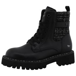 Winterboots Mustang Shoes "Tilda", Damen, Gr. 36, schwarz, Lederimitat, Textil, kariert, Schuhe, Plateauboots, Winterboots mit Chunky Plateausohle