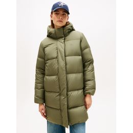 Daunenmantel Tommy Hilfiger "MODERN DOWN REG COAT", Damen, Gr. L (40), grün (utility olive), Steppware, Obermaterial: 100% Polyester, unifarben, Mäntel, mit wärmenden Daunen gefüttert