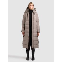 Steppmantel Khujo "DERIA4", Damen, Gr. L, greige, 100% Polyester, unifarben, eingesetzt elastischer Bund mit Klettverschluss, Mäntel