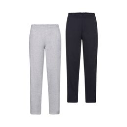 Sweathose Fruit of the Loom, Herren, Gr. L, N-Gr, erdgrau, Sweatware, Obermaterial: 80% Baumwolle, 20% Polyester, unifarben, lang, Hosen, Jogger mit offenem Beinabschluss