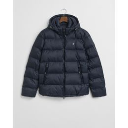 Steppjacke Gant "ACTIVE CLOUD JACKET", Herren, Gr. 4XL, blau (evening blau), Web, Obermaterial: 100% Polyester. Futter: 100% Polyamid. Wattierung: 100% Polyester, regular fit h&uuml;ftlang, Jacken Steppjacke, regular fit, abnehmbare Kapuze, 2-Wege-Rei&szlig;verschluss