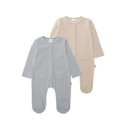 Overall Liliput, Mädchen, Gr. 62, blau (beige, blau), 95% Baumwolle, 5% Polyester, Rundhals, Overalls, mit praktischen Druckknöpfen