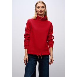 Sweatshirt Street One, Damen, Gr. 38, racing rot, Sweatware, Obermaterial: 60% Baumwolle, 40% Polyester, unifarben, bequem hüftbedeckend, Rundhals, Flachstrickbündchen, Sweatshirts, mit Stehkragen