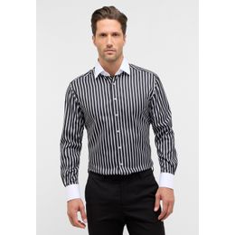 Langarmhemd Eterna "MODERN FIT", Herren, Gr. 39, Normalgrößen, schwarz, Twill, 100% Baumwolle, tailliert, Manschette, Hemden, NON IRON (bügelfrei)