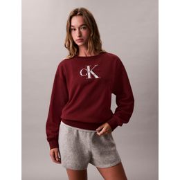 Sweatshirt Calvin Klein Jeans "LS MNLG FRNCH TRRY R", Damen, Gr. L (42), renaissance rot, Web, Obermaterial: 86% Baumwolle, 14% Polyester, regular fit normal, Rundhals, angeschnitten,eingesetzt Rippbündchen, Sweatshirts, Mit Rundhalsausschnitt