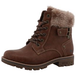 Winterstiefel Mustang Shoes "Matilde", Kinder, Gr. 28, braun, Lederimitat, Textil, Schuhe, Oudoorboots, Schnürstiefel mit Warmfutter