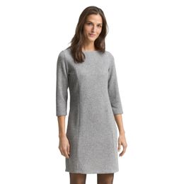 Strickkleid Tom Tailor, Damen, Gr. 34, N-Gr, medium silber grau, Strick, Obermaterial: 71% Polyester, 28% Viskose, 1% Elasthan, unifarben, lässig geschnitten knieumspielend, Rundhals, Kleider, 3/4-Arm, Midi-Länge