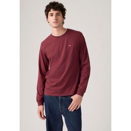 Levi's Langarmshirt LEVI'S, Herren, Gr. L, tawny port, Jersey, Obermaterial: 100% Baumwolle, bestickt, unifarben, normal hüftbedeckend, Rundhals, Shirts, mit Logo-Applikation