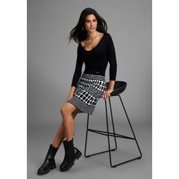 Strickkleid Bruno Banani, Damen, Gr. 40, N-Gr, schwarz-weiß (schwarz, weiß), Obermaterial: 70% Viskose, 30% Polyamid, Jacquardmuster, Kleider, mit tollem Jacquard-Rock