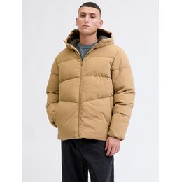 Jack & Jones Steppjacke JACK & JONES "JJGLOBAL PUFFER JACKET", Herren, Gr. L, braun (elmwood), Web, Obermaterial: 100% Polyester, unifarben, regular fit normal, Jacken