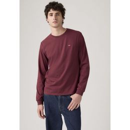 Levi's Langarmshirt LEVI'S, Herren, Gr. M, tawny port, Jersey, Obermaterial: 100% Baumwolle, bestickt, unifarben, normal hüftbedeckend, Rundhals, Shirts, mit Logo-Applikation