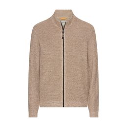Strickjacke Camel Active, Herren, Gr. L, oatmeal, Web, Obermaterial: 70% Baumwolle, 30% Polyacryl, meliert, regular fit taillenbedeckt, ohne Ausschnitt, Rippbündchen, Strickjacken, mit Logo Stickerei