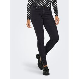 Skinny-fit-Jeans Only "ONLSHAPE REG WAIST SKINNY BOX DNM", Damen, Gr. 26, Länge 32, washed schwarz, Denim/Jeans, Obermaterial: 83% Baumwolle, 15% Polyester, 2% Elasthan, unifarben, skinny fit, Jeans