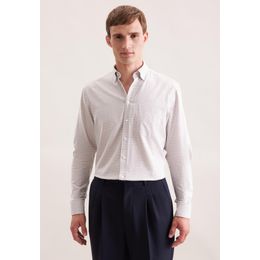 Flanellhemd Seidensticker "Schwarze Rose", Herren, Gr. S38, normale Ärmellängen, beige, 100% Baumwolle, bedruckt, kariert, regular fit, 2-Knopf-Manschette, Hemden, Regular 1/1 Button-Down-Kragen Karo