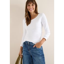 Langarmshirt Cecil "Style Pia", Damen, Gr. M (40), weiß, Jersey, Obermaterial: 100% Baumwolle, unifarben, regular fit normal, Rundhals, gerader Abschluss, Shirts
