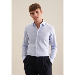 Businesshemd Seidensticker "Schwarze Rose", Herren, Gr. M (39), normale Ärmellängen, mittelblau, 100% Baumwolle, unifarben, skinny fit, 2-Knopf-Manschette, Hemden, X-Slim 1/1 Kentkragen Uni