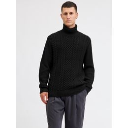 Jack & Jones Rollkragenpullover JACK & JONES "JJPAUL KNIT ROLL NECK", Herren, Gr. M, schwarz, Strick, Obermaterial: 82% Polyacryl, 18% Baumwolle, unifarben, regular fit normal, Pullover