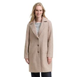 Langmantel Tom Tailor, Damen, Gr. XL, boucle beige melange, Bouclé, Obermaterial: 100% Polyester. Futter: 100% Polyester, Strukturmuster, regular fit lang, gerader Abschluss, Mäntel, mit Reverskragen